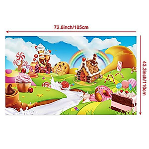 Donut Candy Birthday Party Backdrop Banner, Christmas Large Fabric Sweet Donut Candy Backdrop for Candy Party Decoration, Sweet Cartoon Landscape Baby Shower Background Photo Props, 72.8 x 43.3 Inch