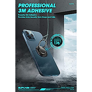 SUPCASE Cell Phone Ring Holder, 360° Rotation & 180° Flip Universal Phone Ring Stand with Metal Phone Grip Compatible for Magnetic Car Mount (Black)