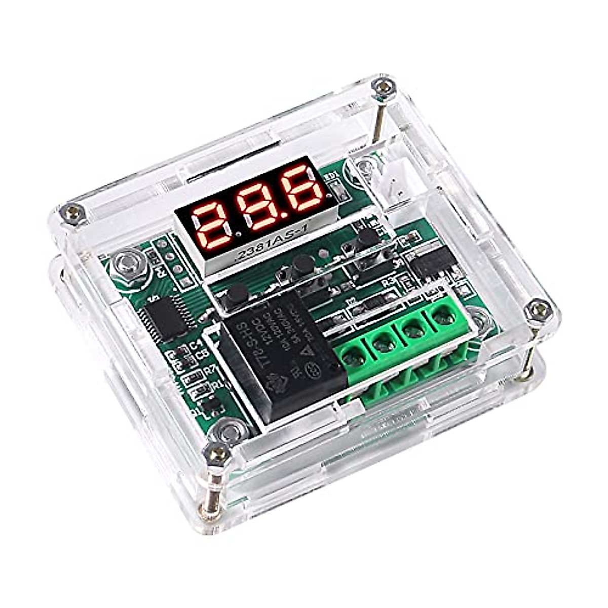 ALMOCN 2PCS W1209 DC Digital Temperature Controller Board 12V with Case, Red Digital Display Thermostat -50-110°C Electronic Temperature Temp Control Module Switch Waterproof