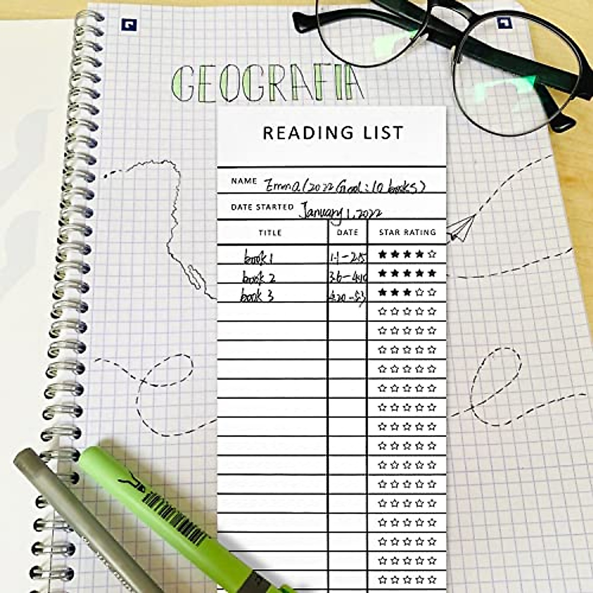 50pc 3 x 8" Reading List Bookmark,Personal Libraries Cards Book Tracker Notecards,Reading Log,Gift for Reading Lover Readers|Literary Gifts,Book Accessories