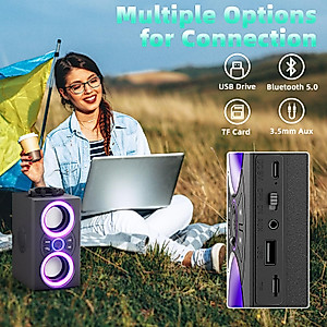 DINDIN Bluetooth Speakers, 40W Peak Wireless Speaker with Subwoofer, TWS, Big Bass, 80dB Portable Party Speaker with Lights for Beach, BBQ, Outdoor, Camping, Travel