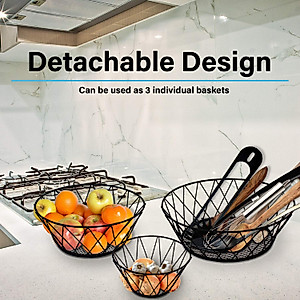 Heavy Duty - 3 Tier Hanging Kitchen Black Fruit Basket