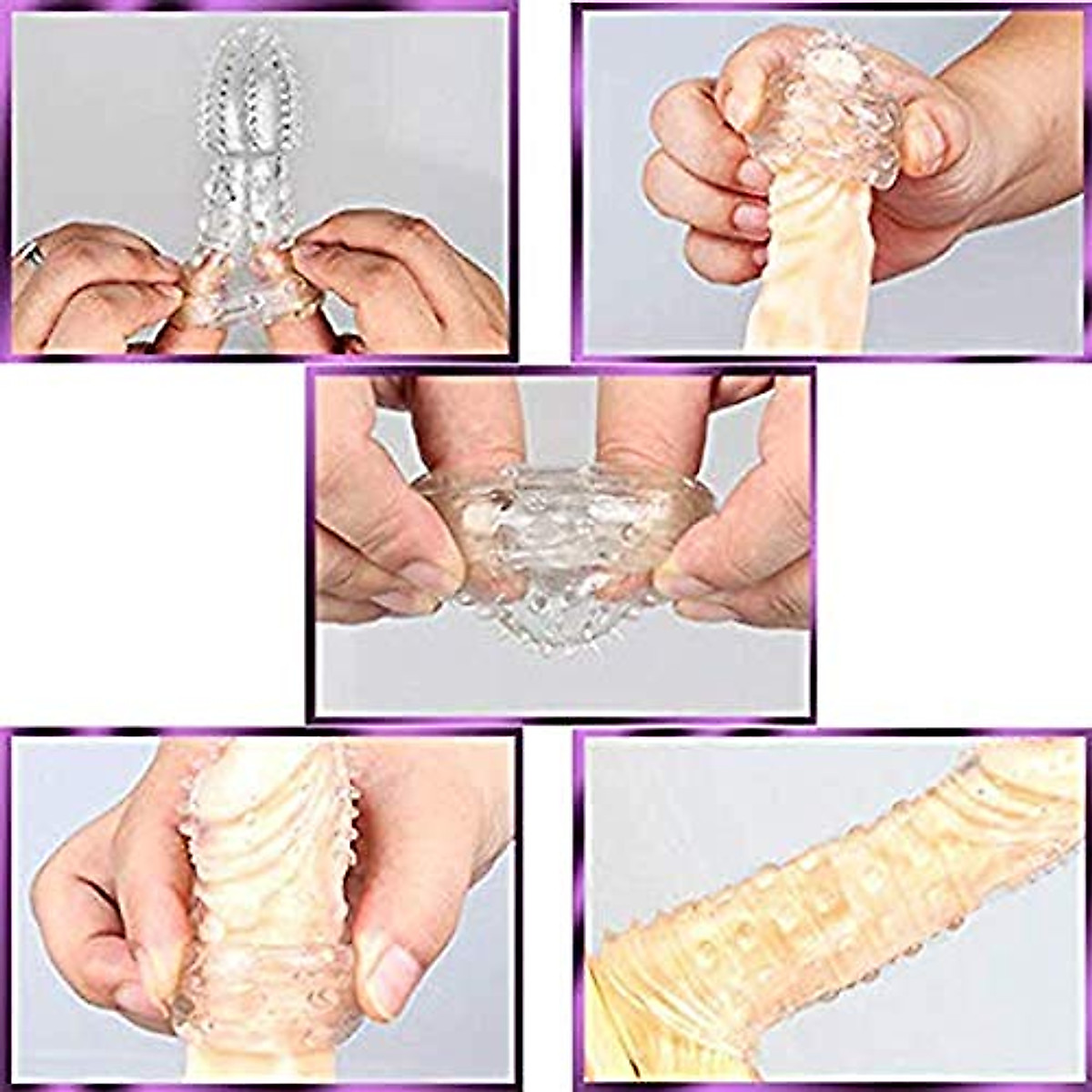 Transparent New Threaded mace Condom Male Condom Adult Lock fine Ring Extended Sleeve Crystal Sleeve 5pcs