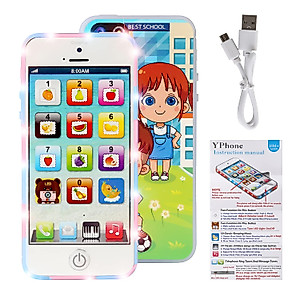 Cooplay Learning Smart Phone Toy Music Lullaby Song Touch Screen Type-C Recharable Cell Phone Mobile Yphone for Toddler Baby
