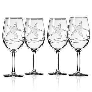 Rolf Glass Starfish White Wine Glass, 4 Count (Pack of 1), Clear
