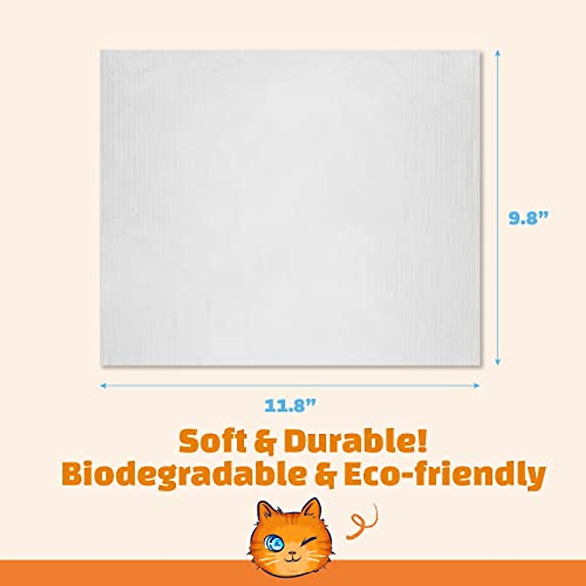 Mr. Tom's Magic Towel - Pet Wipes for Cats - Rinse-Free Compressed Shampoo Towel for Cats and Dogs - Non-Toxic, Re-usable, pH-Balanced, Omega 3 Fish Oil Cat Shampoo - 10 Towel Pieces