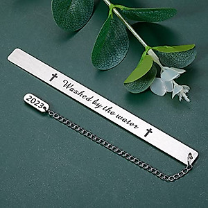 Baptism Gifts for Girl Boy 2023 Washed by The Water Bookmark Religious Gift for Women Men Christian Goddaughter Adult Son Daughter Christmas First Communion Catholic Gift Book Marker Baby Shower Gift