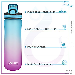Opard Peak Water Bottle 20 Oz BPA Free Tritan Plastic Leak Proof Flip Top for School Kids Sports Gym Yoga Camping (Blue Purple)
