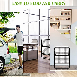 Folding Bed with Wheels, Folded Bed with Metal Slats, Portable Cot with 3.9 Inch Memory Foam Mattress, Roll Away Beds with Mattresses for Adults, 75L*30W*12H, Fold Up Bed for Easy Storage, White