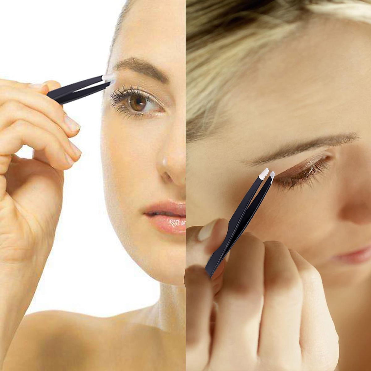 5 Inch 20X Magnifying Mirror with Blackhead Tweezer Kit, Handheld Mirror with Handle, Portable Magnified Mirror with Eyebrow Plucking Tweezers, Foldable, Double sided, Black