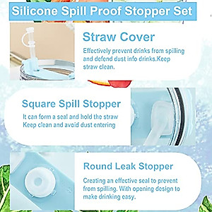 Stanley Spill Stopper,9PcsSilicone Spill Proof Stopper Set,for Stanley Cup 1.0 40oz/30oz spill proof stopper set,with Round Top Leak Proof stopper Plug&Square lid anti-leak Stopper &Straw Cap Cover