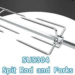 Kettle Grill Rotisserie Kit for 22-Inch Kettle Charcoal Grills as Weber/Napoleon/Kingsford, Black Powder Coated Steel Universal Kettle Grill Accessory w/Rotisserie Ring, Tool Holder, Meat Forks