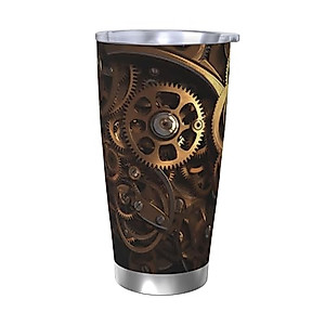 quopvn Cool Steampunk Gears Print 20oz Car Cup Ps Material Lid, Perfect For Hot & Cold Drinks