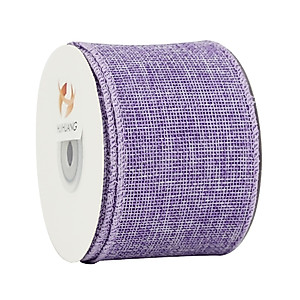 HUIHUANG Light Purple Wired Lavender Burlap Ribbon - 2.5 inch X 10 Yards Wire Edge Jute Ribbon for Easter Wreaths, Big Bows, Crafts, Swags, Tree Decoration