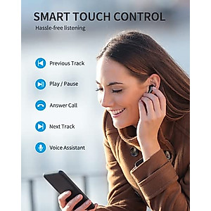 Hamlaem True Wireless Earbuds, Bluetooth Headphones with Immersive Sound, Wireless Charging Case, USB-C Quick Charge, 30-Hour Playtime, IPX8 Water Resistance, Touch Control and Noise Canceling Mics