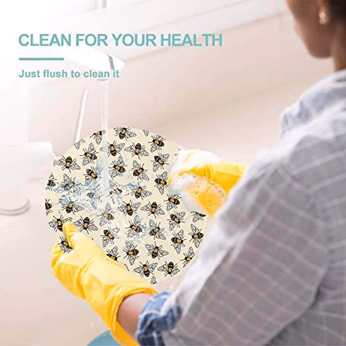 Save The Bees Printed Round Cutting Board Glass Chopping Blocks Mats Food Tray for Home Kitchen Decoration