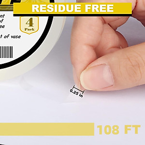 ARIFLOR 4Packs Clear Floral Tape - 1/4 inches Wide Floral Vase Tape, Clear Waterproof Floral Tape for Fresh Flower Bouquets and Flower Arrangements Crafts (0.25inch*4Packs), 0.25inch*4Pack