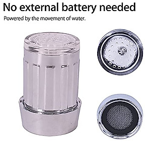 1 Pack 3-Color Temperature Sensitive Gradient LED Water Faucet Light Water Stream Color Changing Faucet Spout Sink Tap Faucet for Kitchen and Bathroom