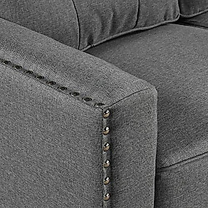 ERYE 3 Pieses Mid-Century Modern Sofa Sets Linen Fabric Tufted Back Sofa&Couch Include 3 Seaters Couch, Loveseat and Armchair with Rivets Rivets for Home Apartment Office Living Room Sets
