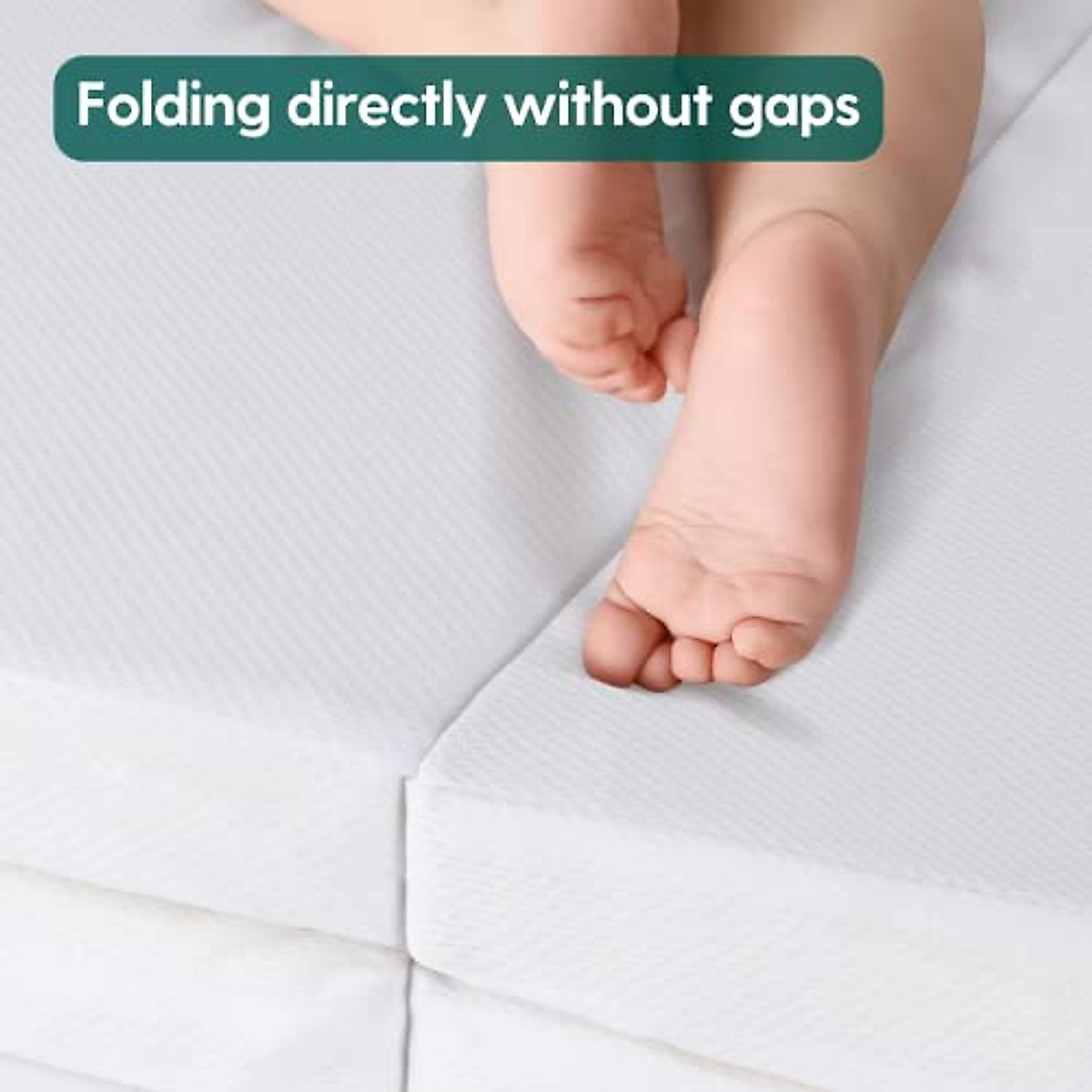 BABELIO Pack n Play Mattress Pad 38" x 26", Quatro-fold Mini Crib Mattress, Portable Foldable Pack and Play Mattress/Baby Play Mat/Playpen Mattress 3 in 1 (Travel Bag Included)