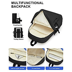 winspansy Small Travel Backpack For Women Men Aesthetic Lightweight Daypack Simple Cute Backpack Waterproof College bag Fit 14 Inch Laptop, Black