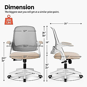 NEO CHAIR Office Desk Computer Gaming Chair with Ergonomic Lumbar Back Support Flip-up Padded Armrest Adjustable Height and Wheels for Home or Office (Beige)