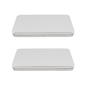 Vagocom 2Pcs Empty Metal Container with Lid,Portable 6.7x3.5x0.6inch / 17x9x1.5cm Metal Storage Box for Storing Jewelry, Crafts, Sewing Supplies and Other Small Items
