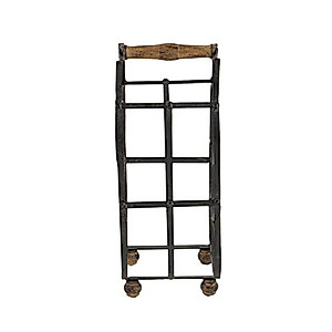 Deco 79 Metal Handled 6 Bottle Wine Rack, 8" x 7" x 16", Black