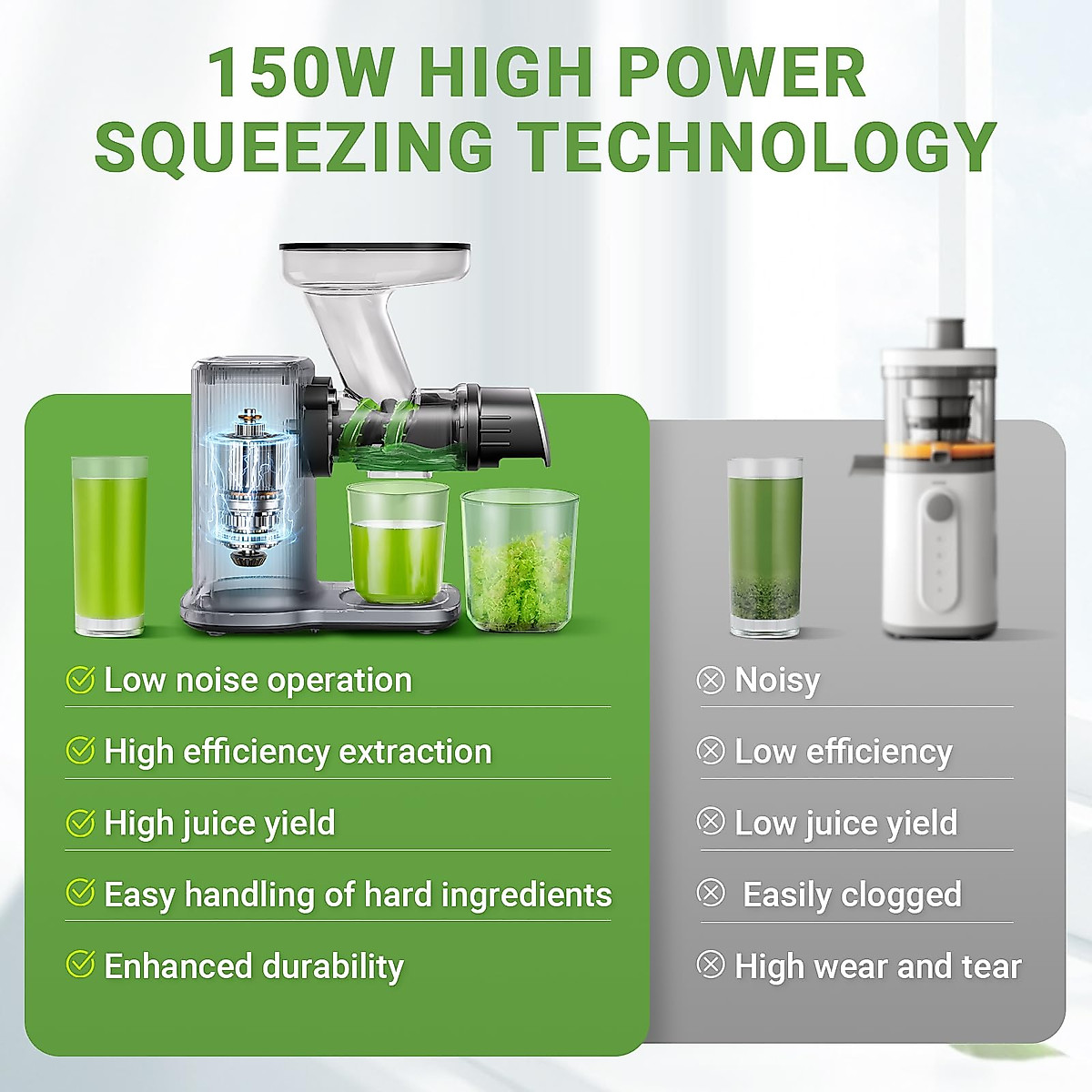 Masticating Cold Press Juicer Machines: Easy Clean Small Mouth Cold Pressed Juicers for Fruit - Kitchen Aid Professional Juicing Estractor for Vegetales - Slow Speed Electric Horizontal Juice Presser