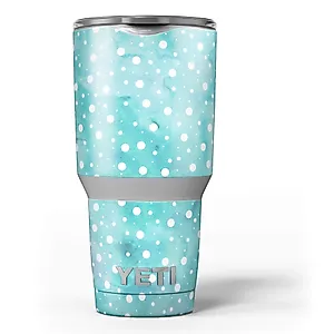 Design Skinz Light Blue and White Watercolor Polka Dots - Skin Decal Vinyl Wrap Kit Compatible with The Yeti Rambler Cooler Tumbler Cups