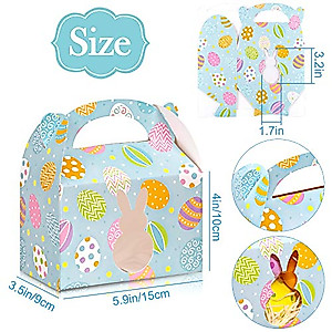 Whaline 12pcs Easter Treat Boxes Happy Easter Gift Box Bunny Eggs Easter Basket Containers Hollowing Rabbit Shape Candy Goody Cookie Holder With Handle for School Classroom Party Favor decor