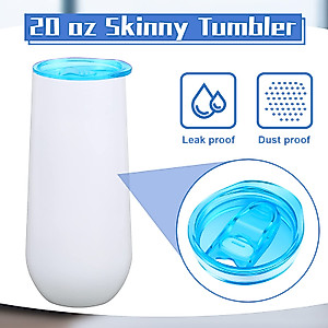 2 Pcs 20 oz Skinny Replacement Lids Tumbler Replacement Lids Plastic Splash Resistant Lids Covers Spill Proof Skinny Tumbler Lid Cup Covers for Mouth Tumbler Cooler Cup (Green, Light Blue)