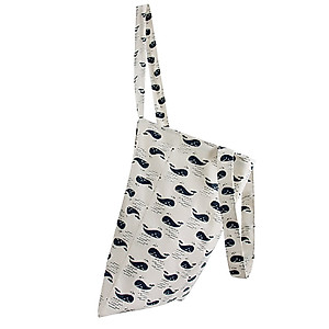 Caixia Women's Cotton Cartoon Whale Print Canvas Tote Shopping Bag (Beige-Zip)