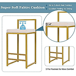 Harper & Bright Designs Modern 4-Piece Counter Height Dining Table Set, Extra Long Console Bar Kitchen and Dining Room Table Set with 3 Padded Stools for Small Places, Gold+White