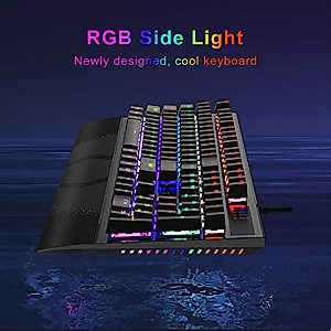 E-YOOSO Mechanical Keyboard, Mechanical Gaming Keyboard with Red Switches, 104 Keys, Wired Keyboard Mechanical with Rainbow Backlit & RGB LED Side Light, Linear Keyboard for Windows, Gaming, PC
