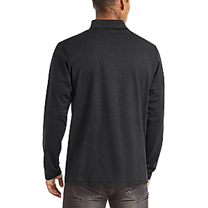 TACVASEN Men's Sports Performance Shirts Long Sleeve Pullover Shirts Tops Zip Up Black Grey, M