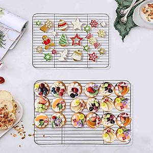TeamFar Cooling Rack Set of 4, Roasting Baking Racks Stainless Steel for Baking Sheet Toaster Oven Pan, Healthy & Rust Free, Mirror Finish & Dishwasher Safe …