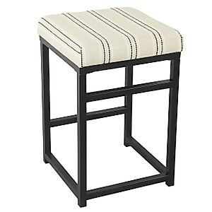HomePop Home Decor | Modern 24-Inch Counter Stool | Backless Metal Frame Bar Stools Counter Height | Decorative Home Furniture, Black and White Stripe
