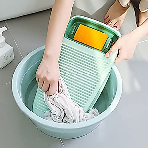 Emivery Portable Washboard for Laundry Mini Non Slip Underwear Sock Washing Board Plastic Clothes Washing Scrubbing Board for Home Bathroom Green