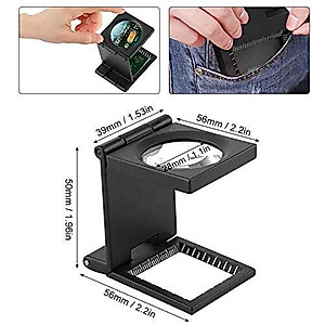 10X 28mm Mini Three-Folding 10X Magnifier Zinc Alloy Magnifier Magnifying Glass with Scale for Textile Optical Jewelry Tool, Pack of 3