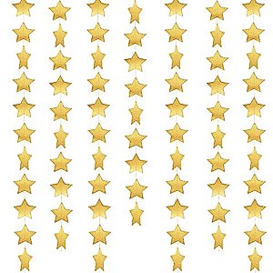 Whaline Star Paper Garland Gold Bunting Banner Hanging Decoration for Wedding Holiday Party Birthday, 660 Inches