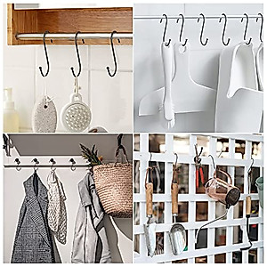 RELBRO 30 Pack 3.7 Inch Black S Shaped Heavy Duty Metal Closet Hooks for Hanging Pots Pans Cups Utensils Pants Clothes Plants Bags Towels