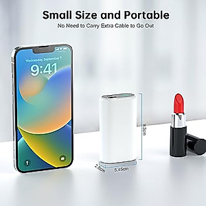 Portable Charger 10800mAh for iPhone,Small & Ultra-Compact 15W PD Fast Charging Power Bank ,LCD Display Battery Pack with Built-in-Cable Compatible with iPhone 14/14 Pro Max/13/12/X/XR/XS/8/7/6-White