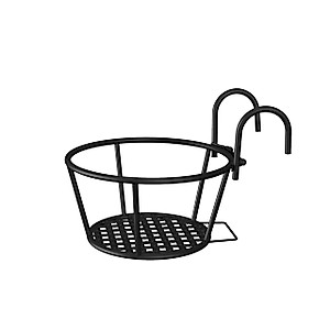 ORZ Railing Planter, Set of 3 Deck Flower Pot Holder Hanging Plant Flower Container for Outdoor Balcony Patio Fence, 6.5 inch Black