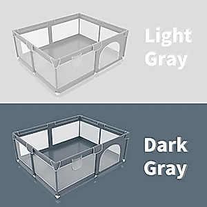 Baby Playpen, Large Play Pens for Babies and Toddlers, Portable Play Yard for Baby Fence Play Area Playyards, Indoor & Outdoor Kids Activity Center with Soft Breathable Mesh (Dark Gray, 59” × 71”)