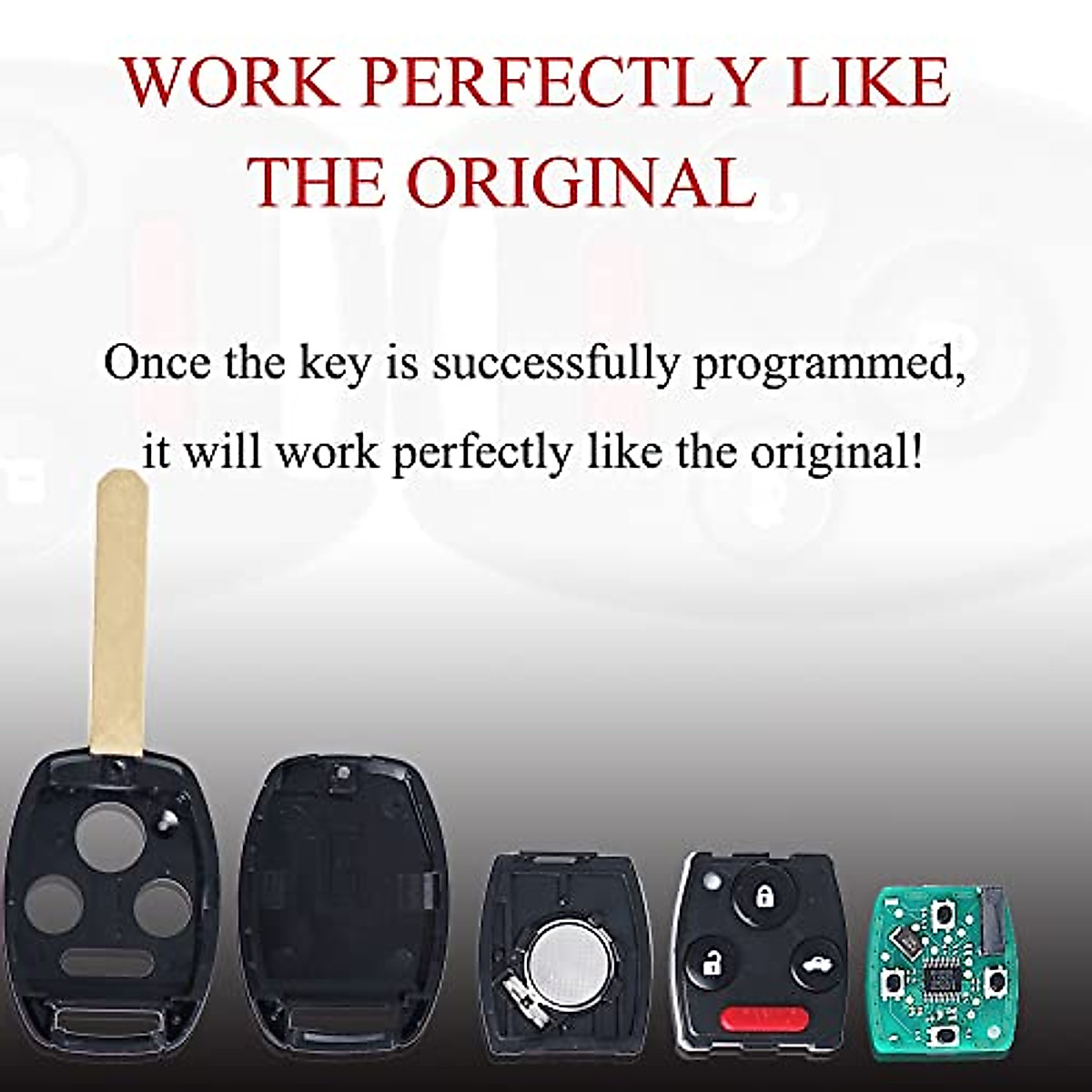 Key Fob Remote Replacement Fits for Honda Civic EX Si Hybrid 2006 2007 2008 2009 2010 2011 2012 2013 Acura Mdx 2007-2013 N5F-S0084A Keyless Entry 4 Buttons Remote Control 35111-SVA-306(Pack of 1)