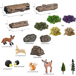 Fairy Garden Accessories, 28Pcs, Miniature Garden Set, Tiny Resin Animal, Miniature Garden Figurines with Moss for DIY Craft, Desktop Decoration