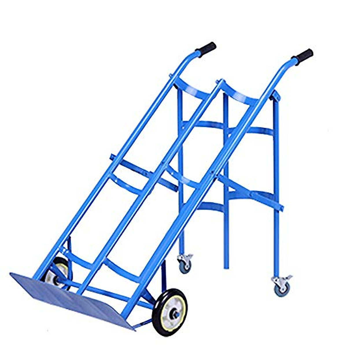 Portable Folding Handcart Oxygen Cylinder Trolleys Propane Acetylene Bottle Trolleys 40-Liter Double-Bottles with Brackets Multi Function Folding Handcart (Color : Silver, Size : 1.4x0.35m)