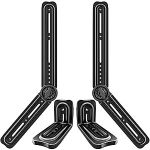 HCMOUNTING Soundbar Mount Bracket, Sound Bar Mounts Under TV or Above TVs Fits Most Sound Bars Up to 20 Lbs, Soundbar TV Mount with 180° Adjustable Extension Plates and L-Shaped Hooks