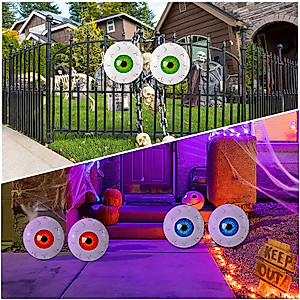 6 Pieces Halloween Inflatable Eyeball 22 Inches Halloween Theme Eyeballs Aluminum Film Crazy Inflatable Eyeball for Indoor and Outdoor Garden Yard Halloween Party Decorations, Green, Blue, Red